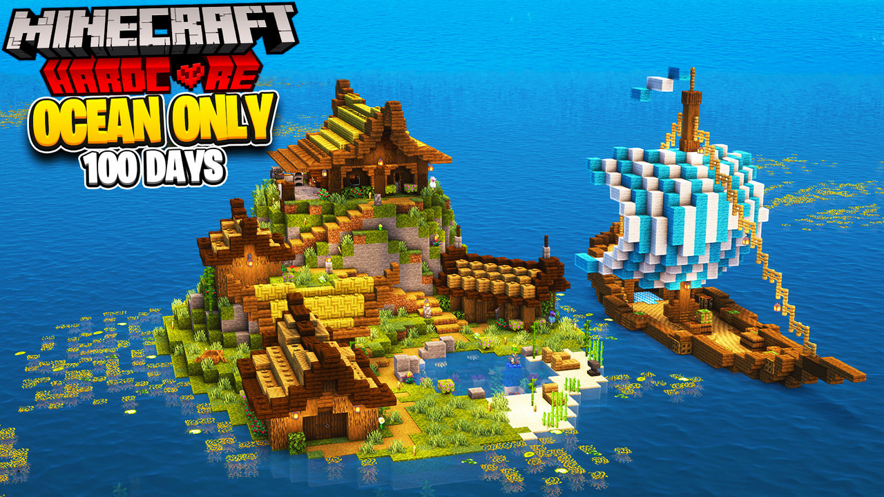 I Survived 100 Days in an Ocean Only World in Minecraft Hardcore ...